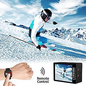 REMALI CaptureCam 4K Ultra HD and 12MP Waterproof Sports Action Camera Kit with Carrying Case, 3 Batteries, Dual Battery Charger, 2” LCD Screen, WiFi, Remote Control, and 21 Mounts and Accessories