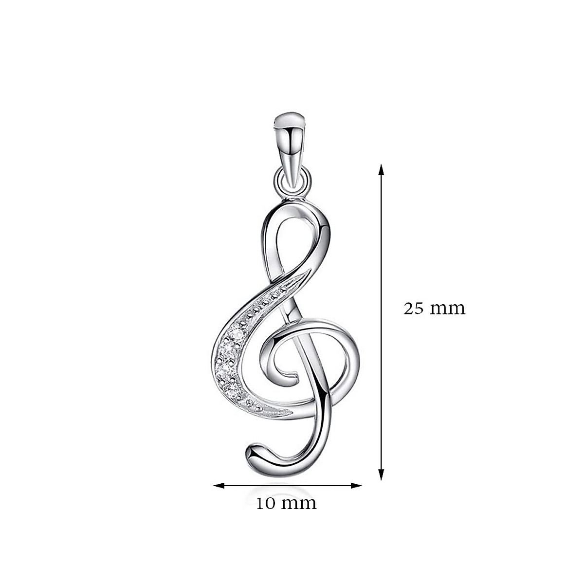 WEILYDF Music Note Pendant Necklace 925 Sterling Silver Cubic Zirconia Jewelry for Women Girl Box Chain 18"
