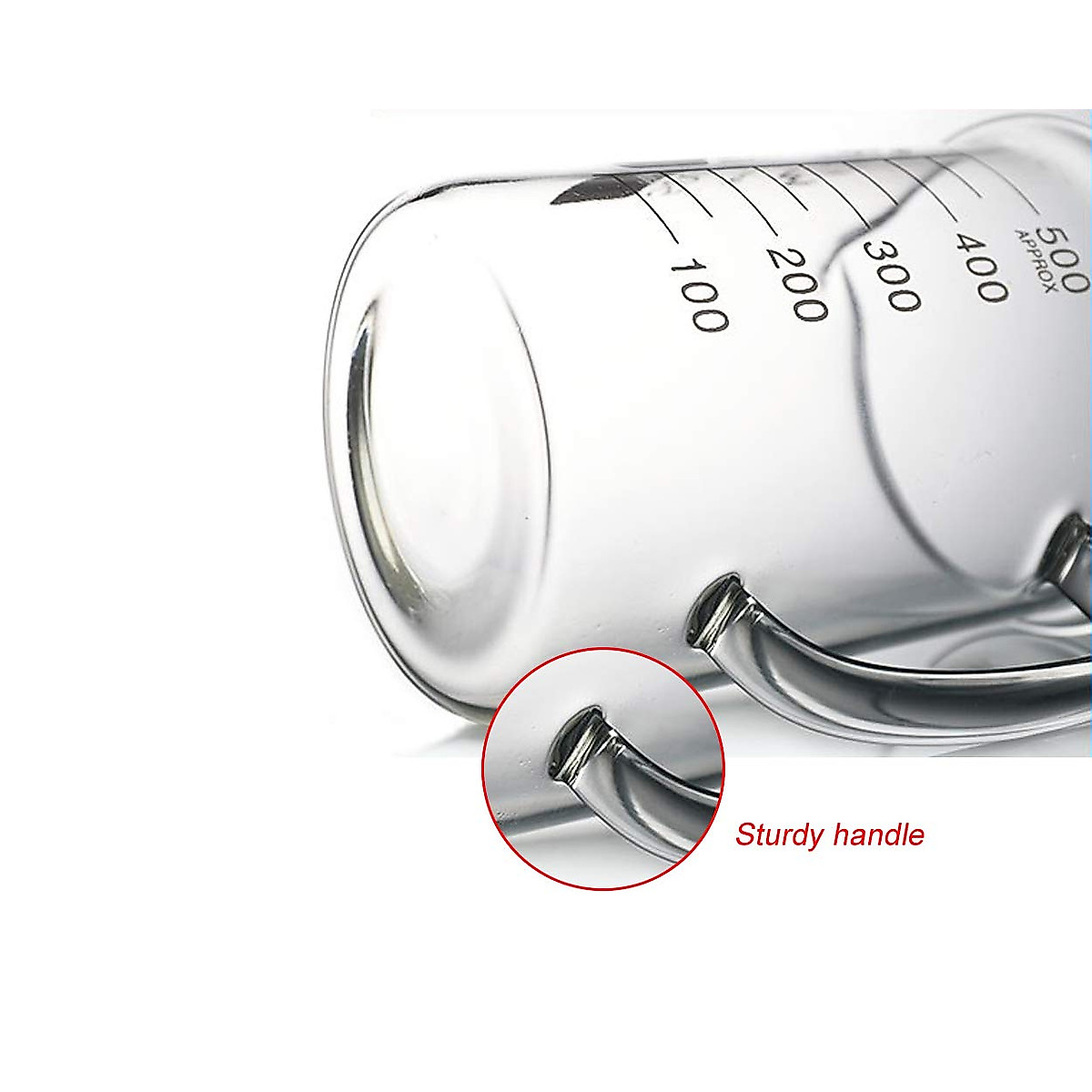 DS. DISTINCTIVE STYLE Chemistry Glass Beaker with Handle 500 Milliliters Lab Beaker Borosilicate Glass Measuring Cup for Laboratory