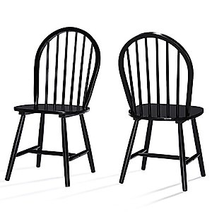 Christopher Knight Home Declan Farmhouse Cottage High Back Spindled Rubberwood Dining Chairs, 2-Pcs Set, Black