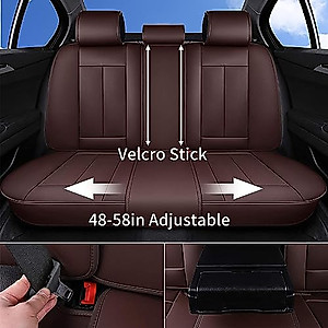 Coverado Front and Back Seat Covers 5 Pieces, Waterproof Nappa Leather Auto Seat Protectors Full Set with Head Pillow, Universal Car Accessories Fit for Most Sedans SUV Pick-up Truck, Brown