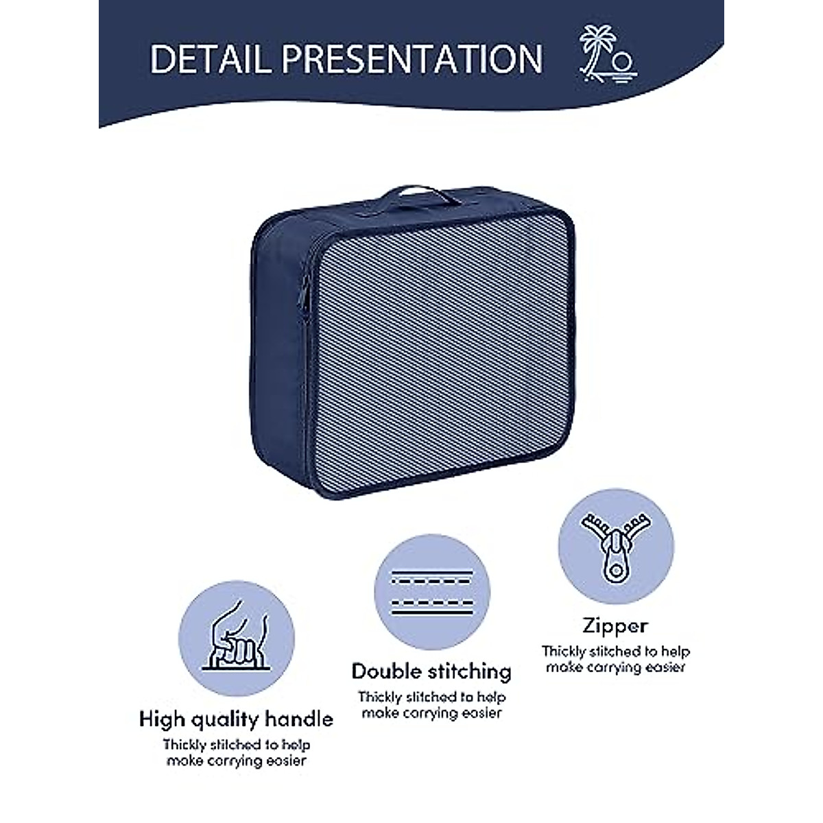 DIMJ Packing Cubes for Travel, 8 Set Luggage Packing Organizers Lightweight Suitcase Storage Bag with Multiple Sizes Travel Bag for Clothes Shoes Cosmetics Toiletries (Navy blue)