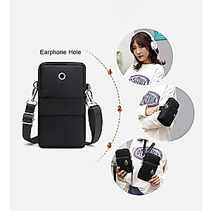 Women Crossbody Cell Phone Purse Wallet Wristband Armband Bag for iPhone 14 Pro Max 13 12 Pro Max Galaxy S22 S21 Ultra Note 20 A13 A12 A03S A23 A32, Moto G Power G Play LG Stylo 6 V60 (Black Flower-L)
