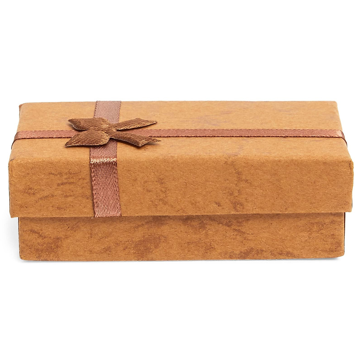 Jewelry Gift Box Set with Lids and Ribbon Bows (Brown, 2 x 3 x 1 In, 16 Pack)