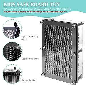 MICKYU Large Metal 3D Pin Art Board Games Toys, Autism Sensory Toys for Kids 8-12, Gifts for Autistic Children