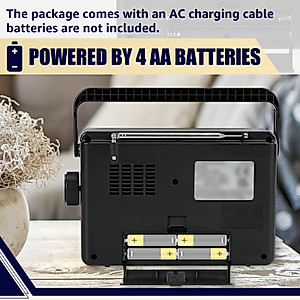 Retekess TR633 AM FM Radios with Best Reception, Portable Radio Plug in Wall, External Antenna Jack, Battery Operated Radio by 4 AA Batteries Or AC Power for Senior, Home