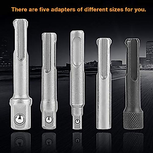 3PC SDS Plus Steel Socket Adapter+2PC SDS Socket Hexagonal Extension Socket Wrench Adapter Electric Tool Accessories
