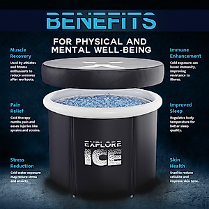 Explore Fitness Large Portable Ice Baths *Dec 2023 Upgrade* For Recovery/Cold Water Therapy Tub/Outdoor/Ice bath Tub For Athletes/Folding Bathtub Adult/Plunge Pool