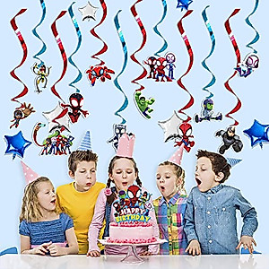 24Pcs Spidey Amazing Friends Birthday Decorations, Spidey Hanging Swirls for Spider Party Supplies