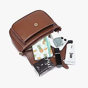 LOFFYMILLER Womens Shoulder Bag Genuine Leather Retro Snap Sling Handbag Satchel Bag for Woman (Red)