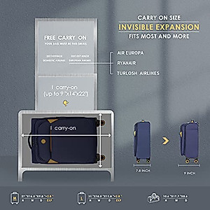 Verage Cambridge Lightweight 2 Piece Luggage Sets,Softside Expandable Spinner Wheel Suitcase,Navy,2-Piece Set(20/24)