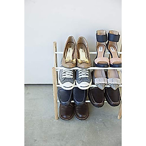 YAMAZAKI home Plain Expandable 3-Tierd Shoe Rack White,