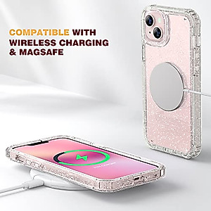 Diaclara Designed for iPhone 13 Case, Full Body Rugged Case with Built-in Touch Sensitive Anti-Scratch Screen Protector, Soft TPU Bumper Case for iPhone 13 6.1" (Clear Glitter)