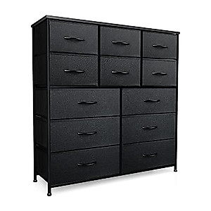 Bigroof 12-Drawer Dresser, Fabric Storage Tower, Storage Organizer Unit for Bedroom, Nursery, Entryway, Closets - Sturdy Steel Frame, Wood Marble Top & Easy Pull Fabric Bins