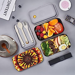 Turning The Flame Adult Lunch Box, Bento Box, With Cutlery Set Of 3, 2 Compartments, Rectangular, Lunch Box For Adults