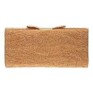 JNB Women's Cork Clutch With Bow, Solid33