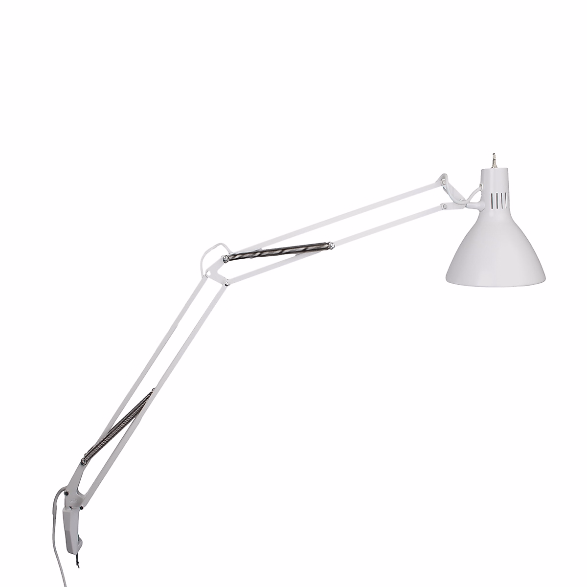 Luxo LS1AWT LS 23W CFL Task Light, 45" Powder-Coated Arm with External Springs, Edge Clamp, White