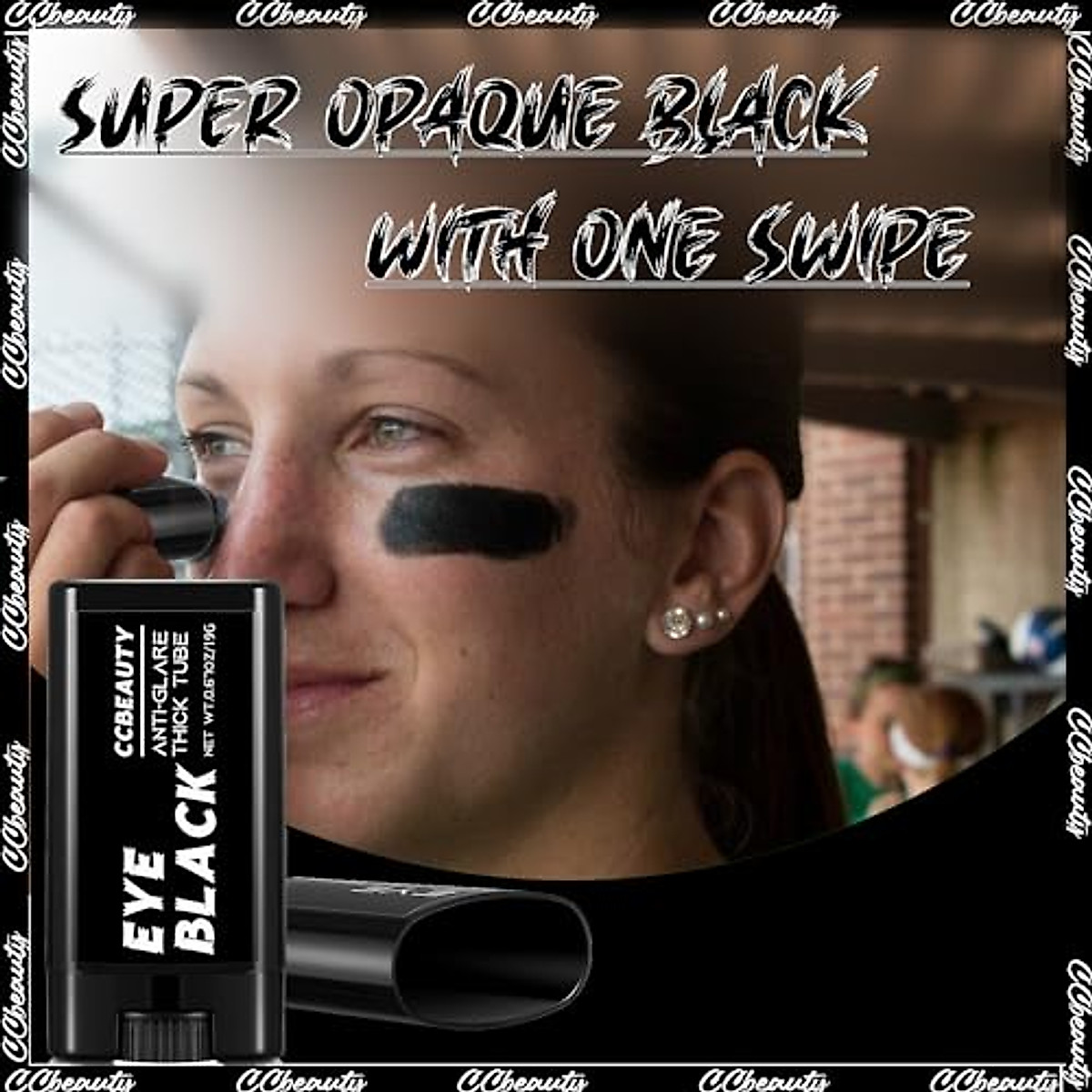 CCBeauty Eye Black, Sweatproof Eyeblack Stick For Baseball Football Softball Lacrosse, Black Face Paint Sports Grease Stick For Pro Performance, Game Day Cheer Playoffs Accessories for Players & Fans