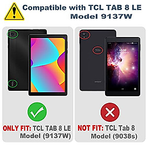 DMLuna Case for TCL Tab 8 LE 8" Tablet (Model: 9137W) 2023 Release, (Not Fit TCL Tab 8 Model: 9038S), Folio Premium PU Leather Stand Cover with Hand Strap/Card Slot, Black