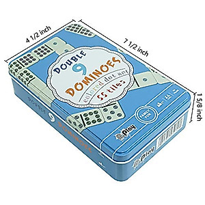 PUREPLAY Classic Double 9 Color Dot Dominoes Game Set,55 Pieces Dominoes Tiles with Tin Box,Double 9 Dominoes for Adults, Family Game Nights,Friends Gathering,Party Favors,Travel