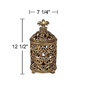 Kensington Hill Sherise Fleur-de-Lis 12 1/2" High Antique Gold Jar