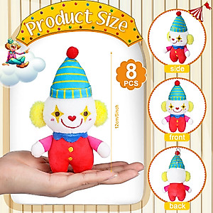 Zomiboo 8 Pack Cute Clown Plush Doll, Stuffed Circus Clown Plush Toy Doll for Halloween Carnival Birthday Holiday Party Favors Gift Decoration