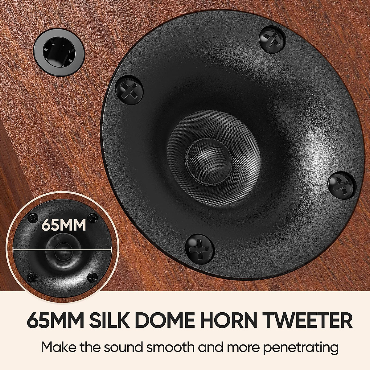 Saiyin Bluetooth Bookshelf Speakers for Record Player, Powered Studio Monitor Speaker with 5.2 Inch Woofer, Horn Tweeter and Optical RCA Inputs, Subwoofer Line Out for Turnable.