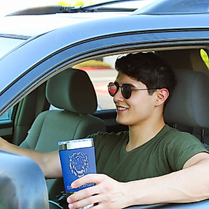 LaserGram 20oz Vacuum Insulated Tumbler Mug, Hecho en Mexico, Personalized Engraving Included (Faux Leather, Blue)