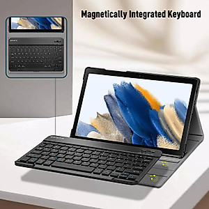 Fintie Keyboard Case for Samsung Galaxy Tab A8 10.5 Inch 2022 Model (SM-X200/X205/X207), Slim Lightweight Stand Cover with Magnetically Detachable Wireless Bluetooth Keyboard, Black