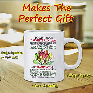 Kwieema Daughter- In- Law Coffee Mug To My Dear Daughter In Law I Gave You My Amazing Son Presents from Mother-In-Law Mugs Birthday Ceramic Cup 11oz …