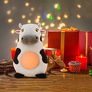 TOYMAKER La Granja de Zenon Stuffed Animals Cow Plush La Vaca Lola Spanish Toys Baby for Babies Cow Toys 6 to 12 Months Crib Soother with Music and Lights for Birthday Christmas