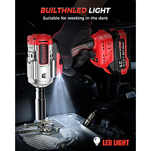 Cordless Impact Wrench, 1200Nm(900 Ft-lbs)1/2" Brushless Impact Gun, 2x4.0AH Batteries Electric Impact Motor Variable Speeds, 21V High Torque Power Impact Driver Ideal for Car, DIY, and Truck RV/Mower