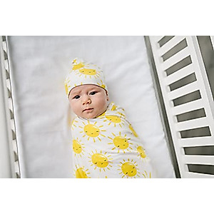 Little Sleepies Newborn Swaddle + Hat Set, Bamboo Viscose Baby Wrap, Sunshine