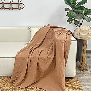 Lulu moon Muslin Blankets for Adults 55”x75” - Kids Couch Throw Blanket for Boys - Light Weighted Organic Muslin Quilt for Sofa and Bed (Caramel)
