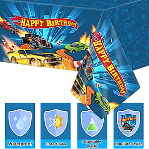 98 Pieces Racing Car Party Decorations Hot Car Tableware Set Racing Car Plates Napkins Tablecloth Party Supplies Kit for Kids Boys Racing Birthday Table Cover Dinnerware Party Favors 24 Guests