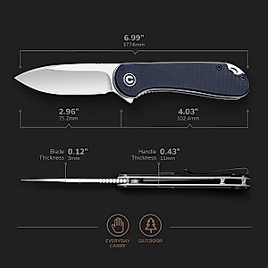 CIVIVI Elementum Flipper Knife Bundled with Fixed Blade Elementum, Great EDC Knife Companion