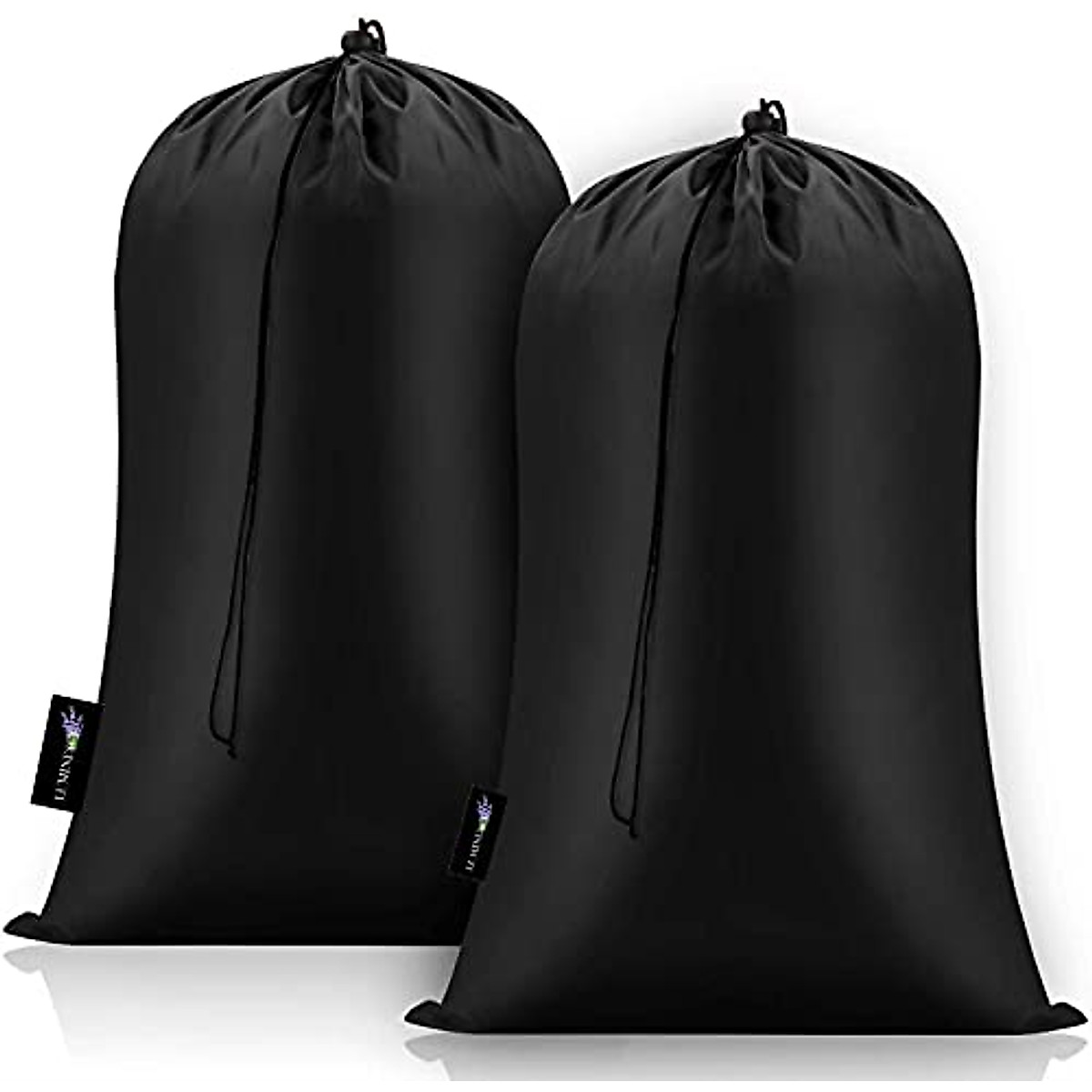 Luminesk Extra Large Laundry Bags 2 Pack 28'' x 45'' Heavy Duty XL Organizer Bag Fit Laundry Hamper Basket College Travel Dorm Tear Resistant Drawstring Dirty Cloth Storage, Three Loads of Clothes Black