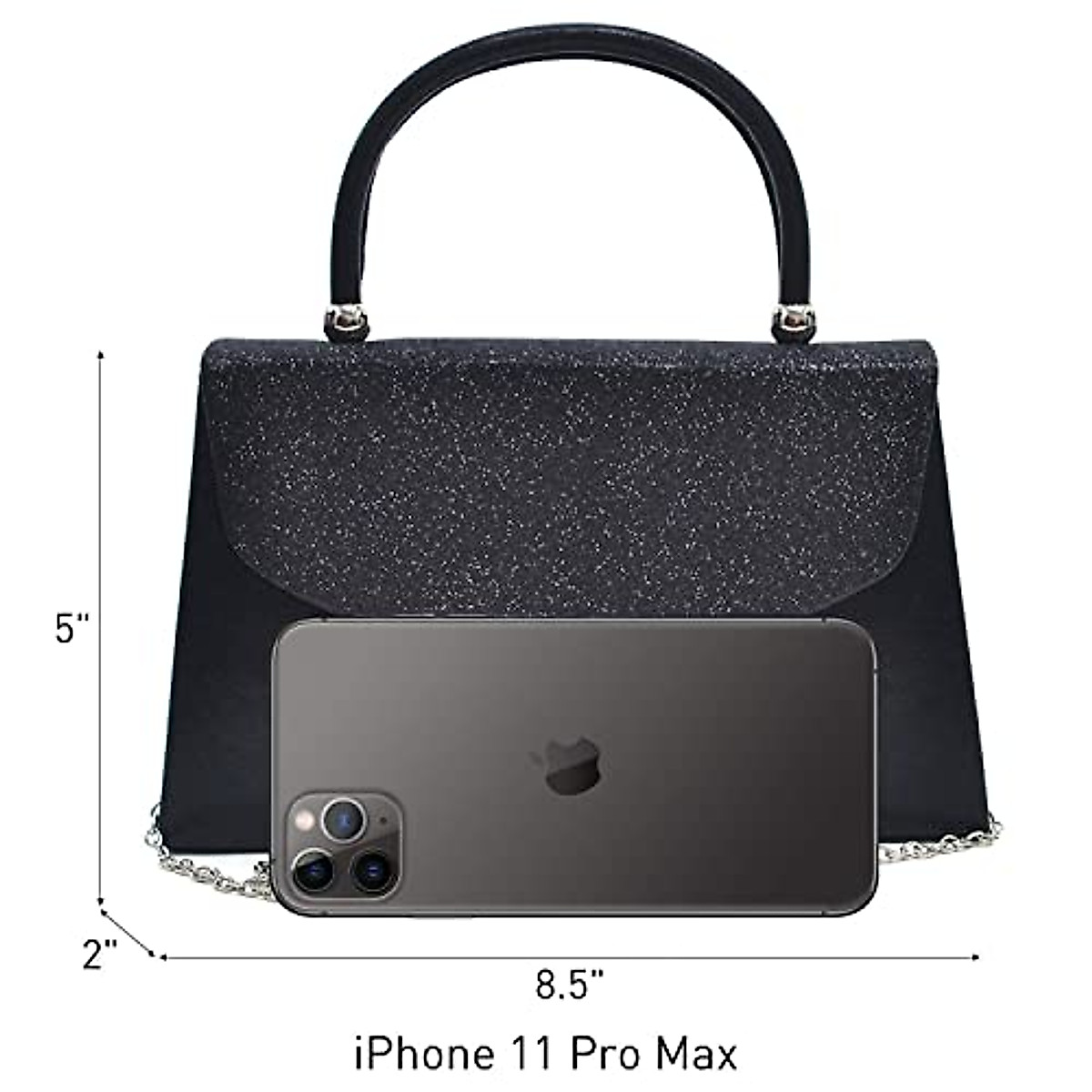 Dasein Women's Evening Bags Formal Party Clutches Wedding Purses Cocktail Prom Handbags with Frosted Glittering (Black)