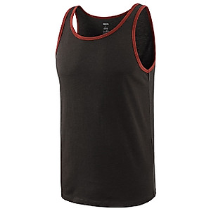 KNQR Men's Casual Retro Slim Fit Workout Gym Muscle Running Tank Top Undershirts Sleeveless Shirts H.Charcoal/Rusty L