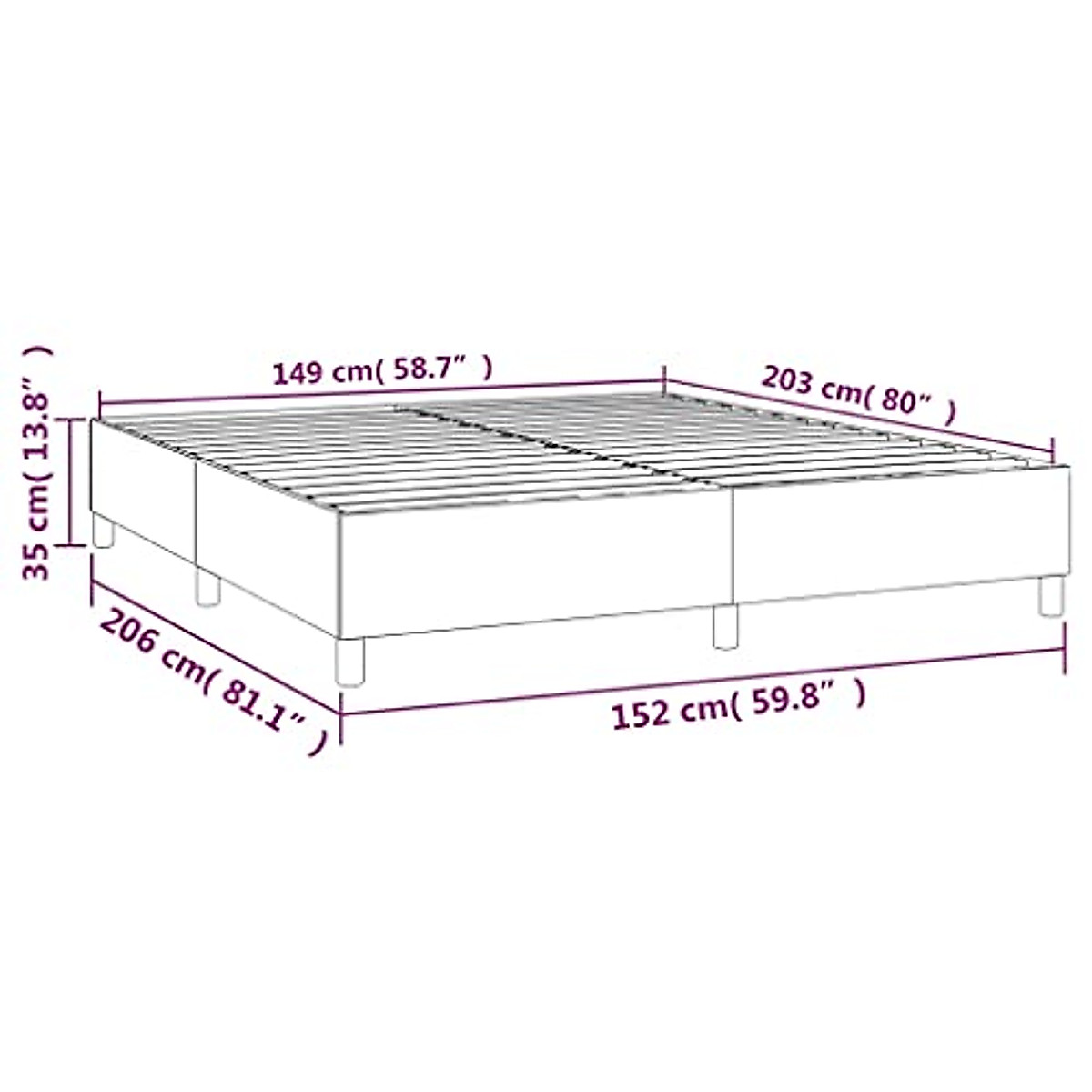 vidaXL Box Spring Bed Frame Home Indoor Bed Accessory Bedroom Upholstered Double Bed Base Furniture Light Gray 59.8"x79.9" Queen Velvet