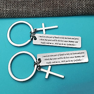 Godparents Gifts from Godchild Will You Be My Godfather/Godmother Keychain Set Godparent Proposal Gifts Godmother Keychain Godfather Gifts Christening Gift for Godmother Godfather