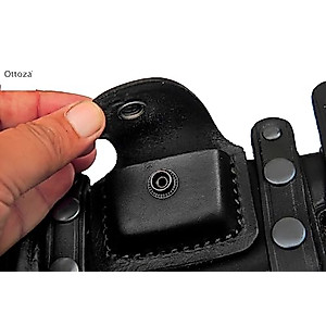 Ottoza Handmade XL Leather Knife Sheath RIGHT HAND Tracker Knife Sheath - Bushcraft Knife Sheath - Hunting Knife Sheath - Survival Knife Sheath Horizontal Carry Black TOP GRAIN LEATHER No:104