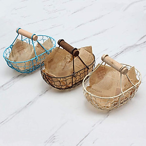 DOITOOL Wire Egg Container Eggs Wire Storage Basket with Handle Iron Art Eggs Tray Wire Fruit Storage Vegetables Container Eggs Holder for Kitchen Home Living Room Metal