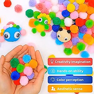 Praisebank Orange Pom poms,300pcs,1inch/2.5cm, Pom Poms for Arts and Crafts, Pom Pom Balls in jar,Pom Pomsfor Crafts.