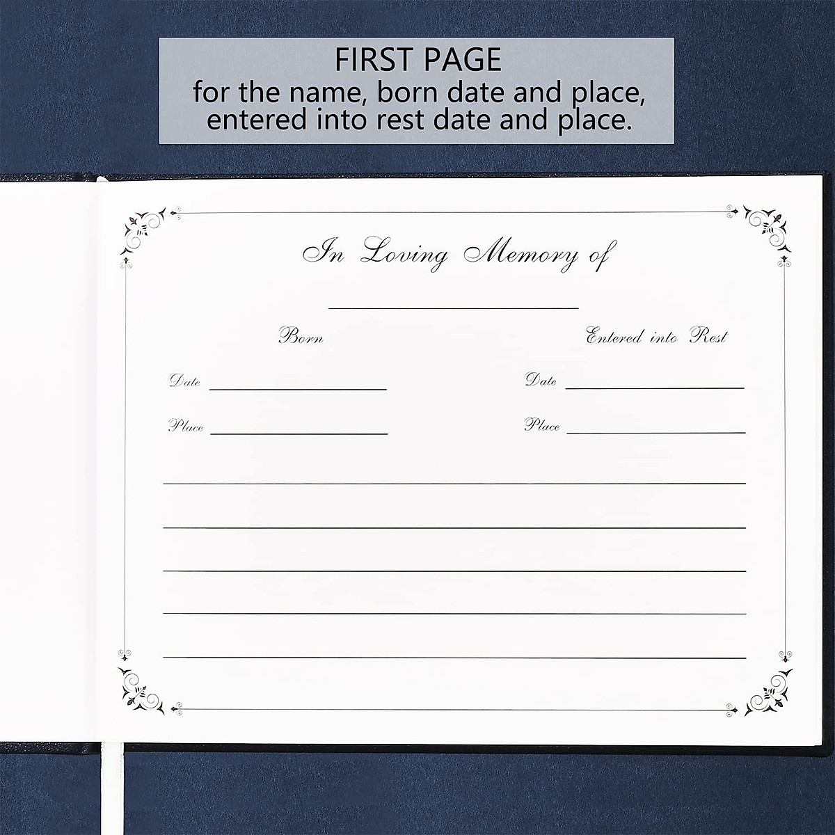 Spacobo Funeral Guest Book for Memorial Service in Loving Memory Guest Book for Funeral Guest Sign in Book (Book, Navy)