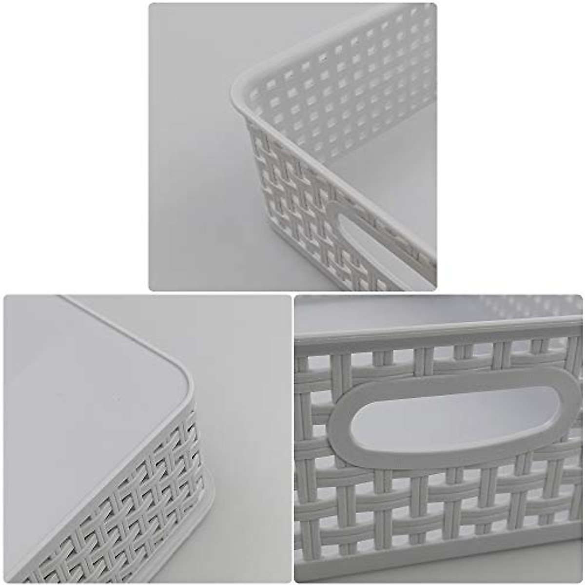 Dehouse Rectangular Plastic Storage Baskets Tray, Grey, Set of 4