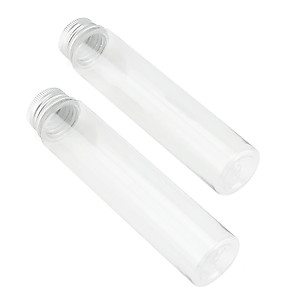 LEXININ 60 PCS 110ml Clear Plastic Test Tubes with Lid, Plastic Test Tubes with Screw Caps, Flat Bottomed Test Tubes