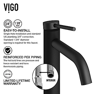 VIGO Madison 8'' H Single Handle Single-Hole Bathroom Faucet in Matte Black-VG01044MB