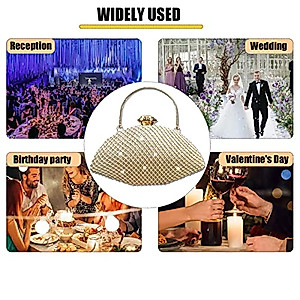 JIYIFOUHY Rhinestone Gold Clutch Purses for Women, Sparkly Rhinestone Evening Bag Bling Handbag Shoulder Bag with Detachable Chain Strap Handle for Wedding Party Prom