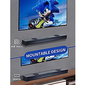 Sound Bar, Sound Bar with Dual Built-in Subwoofer, 38 Inch 2.1 Sound Bar for TV, 90W Wired & Wireless Bluetooth 5.0, HDMI/Optical/Aux/USB, Wall Mountable, Surround Sound System for Home Theater 2023